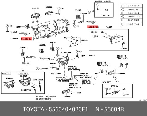 OE holder sub-assy, instrument panel cup, 556040K020E1 for TOYOTA 55604 ...