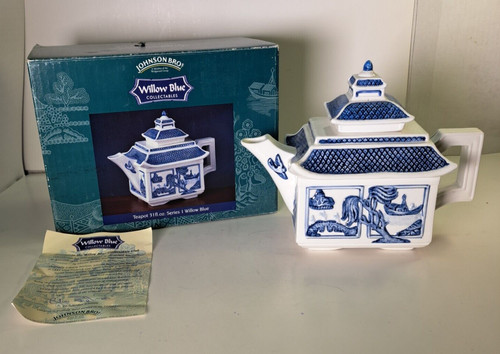 Willow Blue Johnson Bros Christopher Johnson Series 1 Pagoda Teapot New ...
