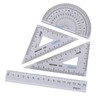 Plastic Draft Drawing Right Angle Triangle Ruler Combo Protractor 2 in ...