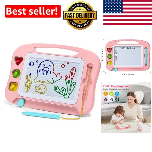 Safe and Fun Etch & Sketch Pad for Kids, Pink Magnetic Drawing Board ...