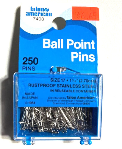 Vtg Stainless Steel Ball Point Sewing Pins, Talon American, 250 ct, Sz ...