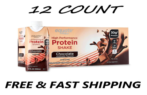 Equate High Performance Protein Shake, Chocolate, 11 fl oz, 12 Count ...