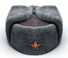 Authentic Russian Gray Ushanka Military hat w/ SOVIET DOUBLE EAGLE ...