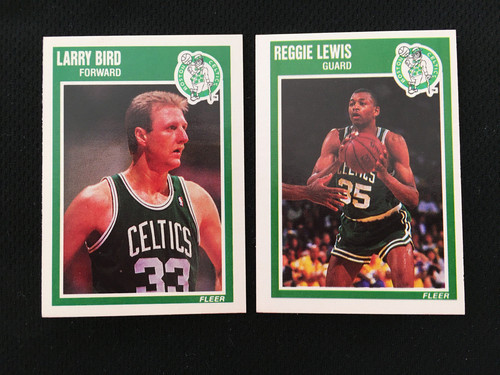 LARRY BIRD 1989 FLEER & REGGIE LEWIS ROOKIE BOSTON CELTICS BASKETBALL ...