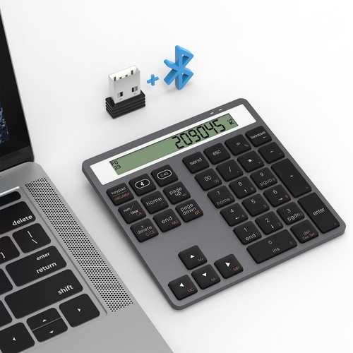 2.4G Wireless Numeric Keypad with Display Calculator 34-Key Numpad 2-in ...