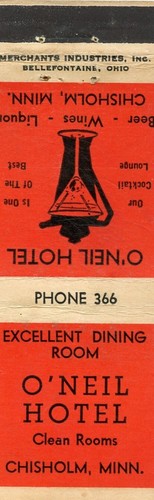 O'Neil Hotel, Chisholm, Minnesota Matchbook | eBay