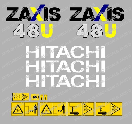 HITACHI ZAXIS 48U MINI DIGGER DECAL STICKER SET WITH SAFETY WARNING ...