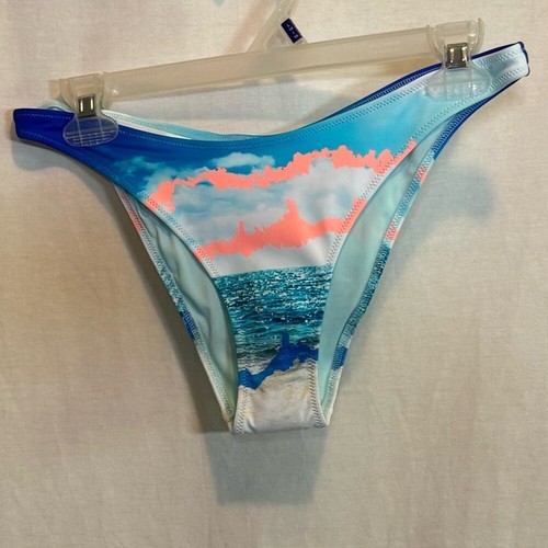 AA-318 Aerie NWT Cheeky Blue & Orange Lined Summer Swim Bikini Bottoms ...