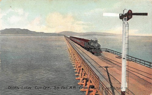 OGDEN-LUCIN CUT-OFF SOUTH PACIFIC RAILROAD TRAIN SALT LAKE CITY UTAH ...