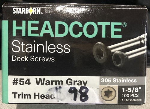 Headcote #7 x 1-5/8” - #54 Warm Gray Stainless Steel Trim Head Deck ...