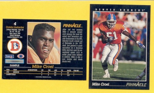 1993 Pinnacle MIKE CROEL Denver Broncos Rare Sample Card | eBay
