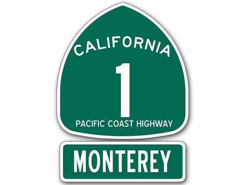 3x4 inch PCH 1 and Monterey Sign Shaped Sticker (coast decal rv ...