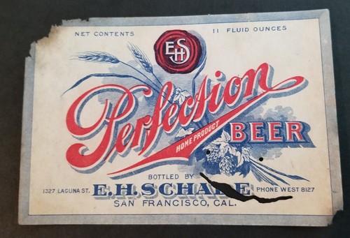 PRE PRO PERFECTION BEER BOTTLE LABEL, E.H. SCHADE BOTTLER, MILWAUKEE ...