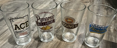 Lot Pint Beer Glasses Ace Ciders Pyramid Ales Ram Brewery Becks ...