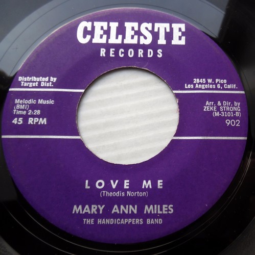 MARY ANN MILES 45 love me b/w PERRY DANCY got a thing going VG++ SOUL ...