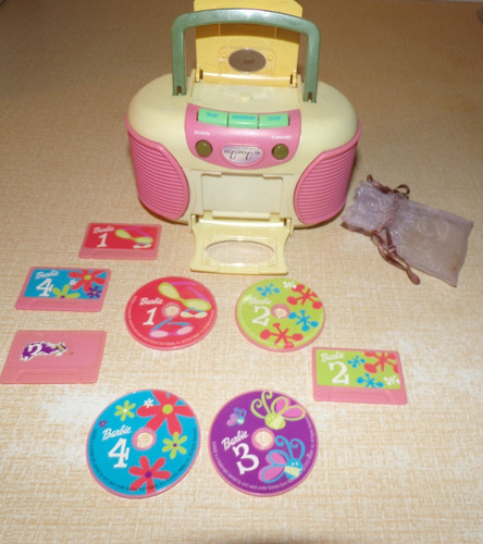 Vtg Barbie Mini Boombox 3 In 1 Cassette CD Radio 1999 *SEE VIDEO* WORKS ...