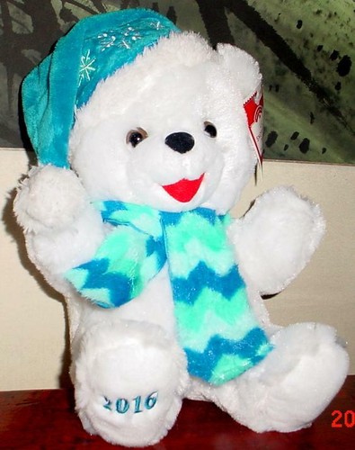 2016 WalMART CHRISTMAS Snowflake TEDDY BEAR White A Boy 13" Hot Blue ...