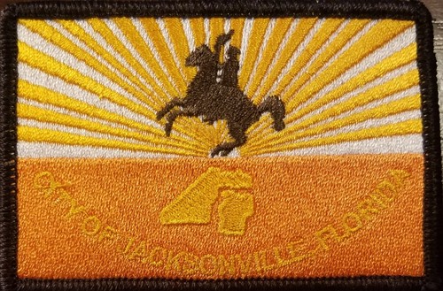 Jacksonville Florida Flag Patch Iron-On Tactical Travel Emblem Black ...