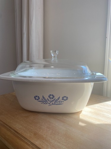 RARE Vintage Pyrex Corning Wear Blue Cornflower Dish & Lid 4QT | eBay