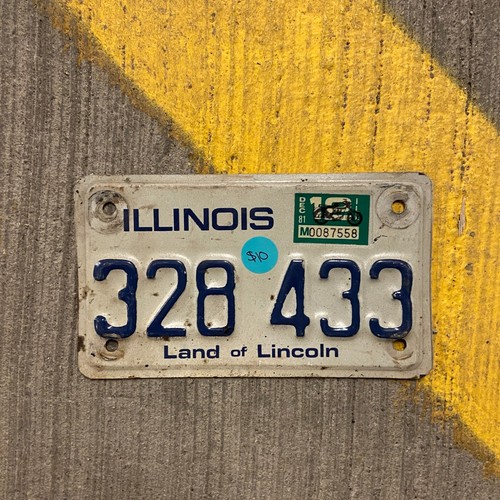 1979 1981 Illinois MOTORCYCLE License Plate Vintage Garage Decor Bike ...