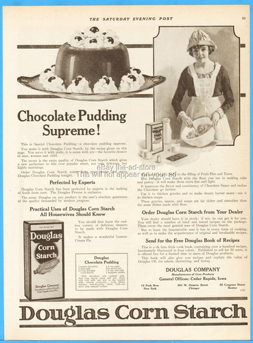 1919 Douglas Oil Cedar Rapids IA Corn Starch Chocolate Pudding Recipes ...