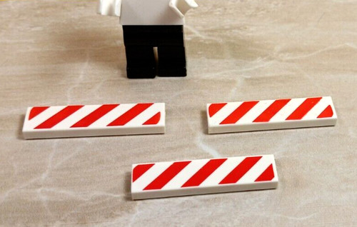 LEGO Hazard Zone Gate Bar Printed Tiles Lot of 3 RED WHITE Stripes ...