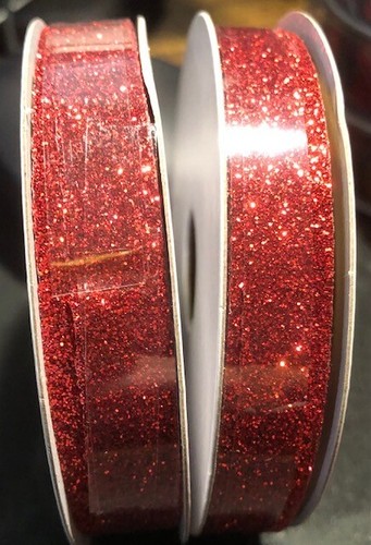 New- Red Glitter ribbon. 5/8 x 4 yds each roll, 2 roll set (8 yds ...