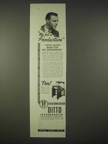 1935 Ditto Copy Machine Ad - My Job is Production | eBay