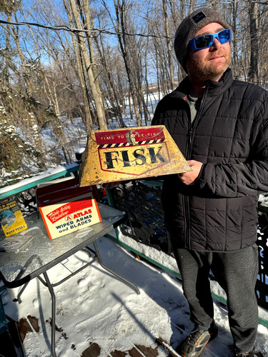 Vintage Metal Fisk Tire Rack Service Station Display Sign oil Gasoline ...