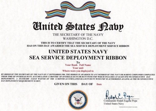 United States Navy Sea Service Deployment Ribbon Replacement ...
