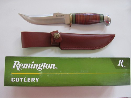 Remington Hunting Knife Fixed Blade Stacked Leather Handle Leather ...