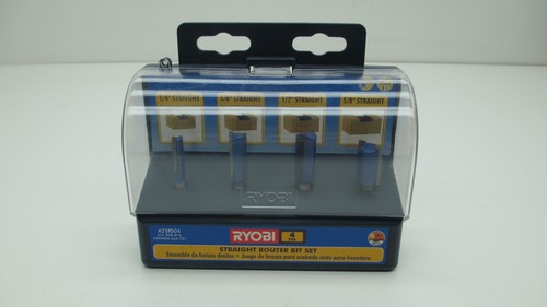 Ryobi A25RS04 Straight Wood Router Bit Set 1/4", 3/8", 1/2" 5/8 ...
