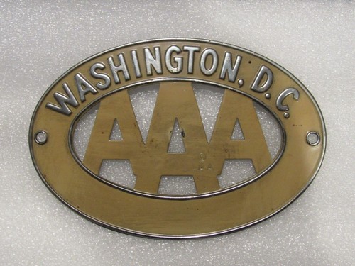 Vintage Washington D.C. AAA Metal License Plate Topper Badge Rare Club ...