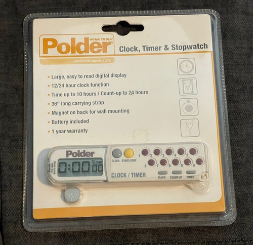 Polder 3-IN-1 Timer Clock & Stopwatch 898-90 Multi Function Tool Brand ...