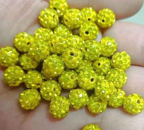 100PC Polymer Clay Rhinestone Lemon yellow Beads Ball 8mm Jewelry | eBay