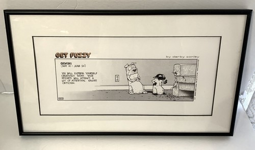 2002 Darby Conley GET FUZZY Gemini FRAMED MATTED PRINT Comic Strip ...