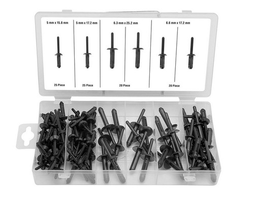 PLASTIC POM POP RIVET ASSORTMENT POPRIVET POLY BEVEL ROUND HEAD BLIND ...