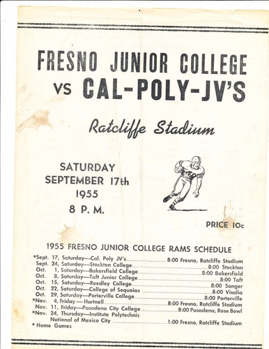 9/17 1955 Fresno Junior college vs cal poly jv football program bx52 | eBay