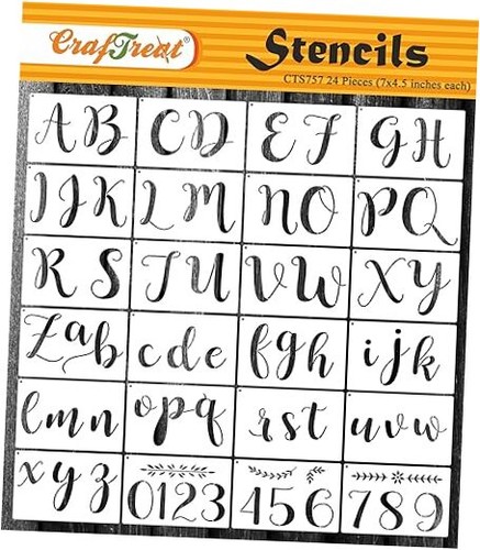 Reusable 24 Pcs 24 Pcs - 4.5"x7" Each Calligraphy Cursive Letters ...