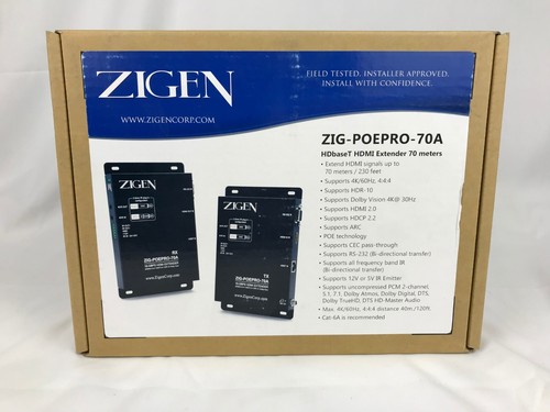 Zigen ZIG-POEPRO-70A 4K/60Hz 18G Extender Set [ TX-RX ] | eBay