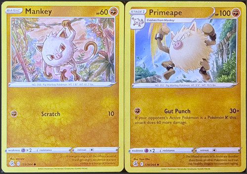 Fusion Strike - Mankey - 133/264 + Primeape - 134/264 - Evolution Set ...