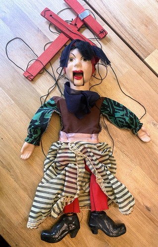 Vintage Gypsy Fortune Teller Marionette Girl String Puppet Hand Painted ...