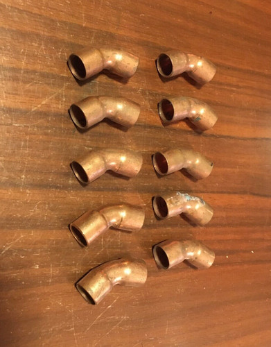 1/4" (3/8" O.D.) Copper Sweat 45 Degree Elbows (1) lot of (10) | eBay