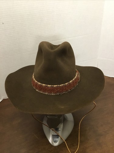 John B Stetson 4X Beaver Brown Cowboy Hat 7-1/4 W/ JBS Hat Pin Town ...