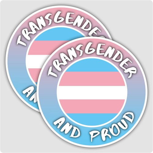 2 x TRANSGENDER & PROUD SELF ADHESIVE VINYL STICKERS CAR/VAN/TRUCK ...