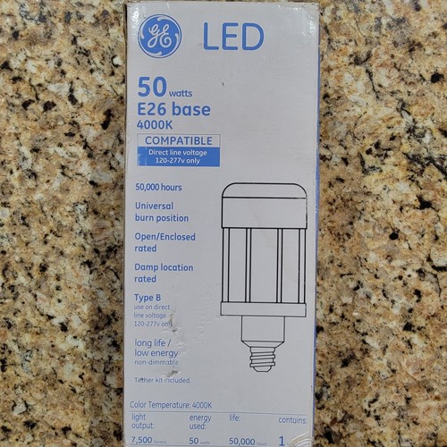 GE LIGHTING LED Bulb,ED37,4000K,7500 lm,50W, LED50ED23.5/740 E26 Base ...