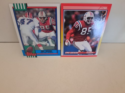 LOT OF 2 ERIC SIEVERS 1990 Rookie Cards Topps #283 428 NEW ENGLAND ...