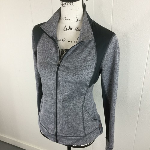 LUCY Full Zip Up Mock Neck Long Sleeve Gray Track Jacket Women's Size ...