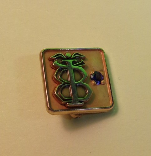 COLLECTABLE VINTAGE CTO SERVICE PIN WITH BLUE STONE 1/10 10k GOLD ...
