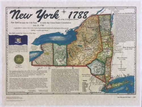 Old New York 1788 Map, Flag, Historical Modern Print, Manhattan, Big ...